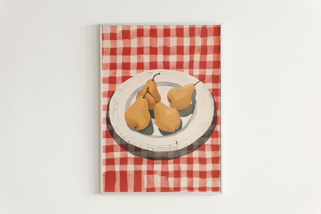 Aesthetic Pears in A Plate Poster Fruit Wall Art Decor Art Kitchen ...