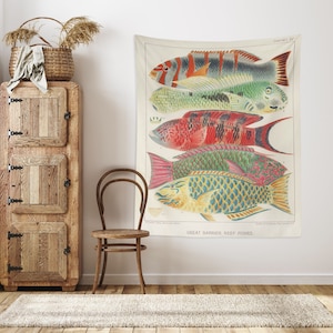 Vintage Fish Tapestry Wall Hanging | Nature-inspired Home Decor, Marine ...