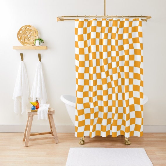 Orange Squares Shower Curtain Modern Abstract Shower Curtain - Etsy