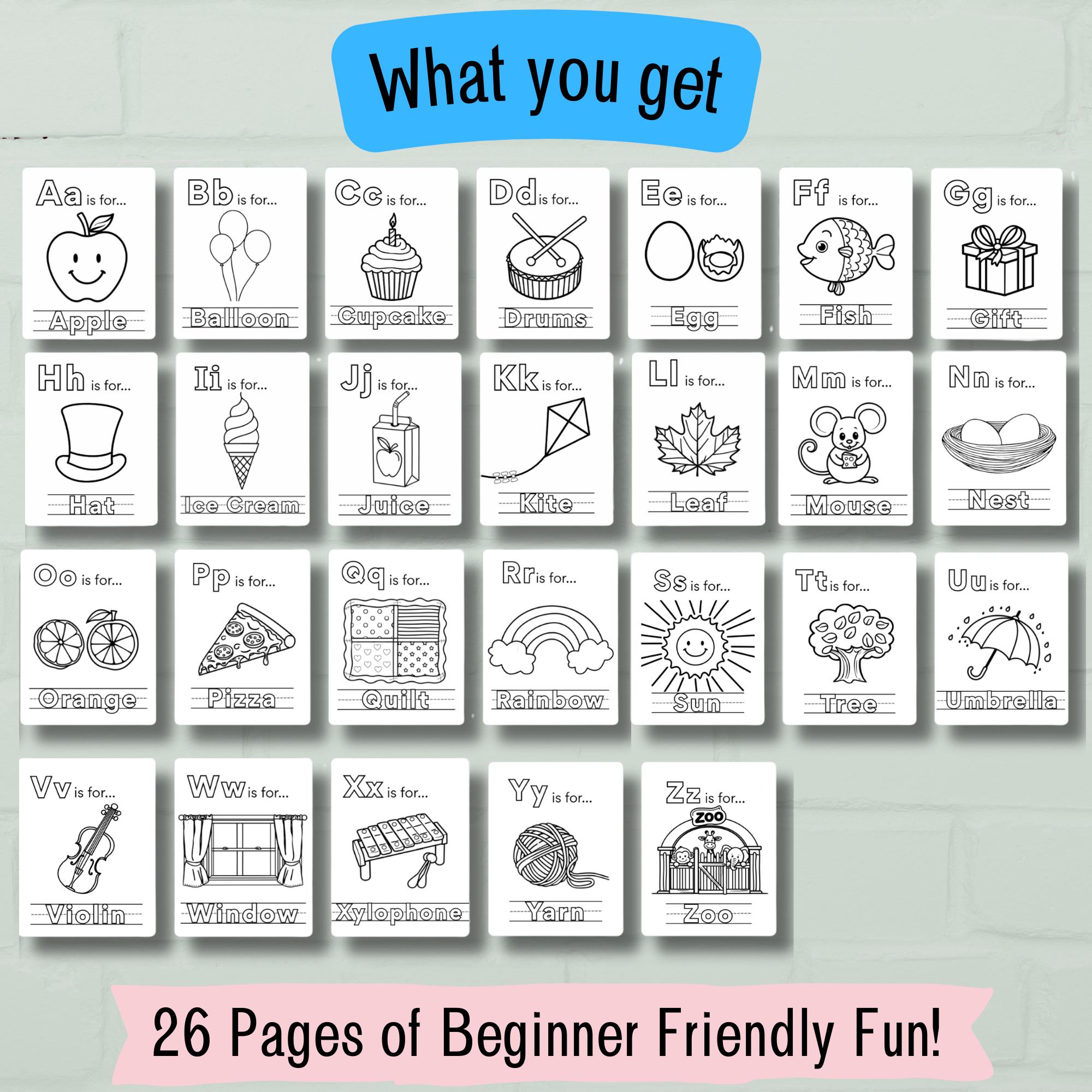 Beginner Abcs Digital Coloring Pages | A-Z Alphabet Printable for Kids ...