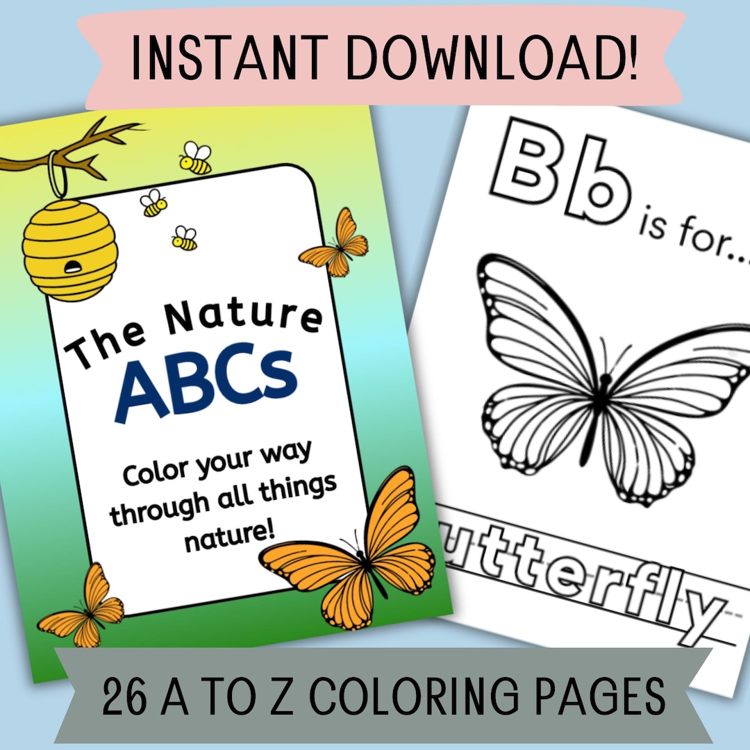 Nature Abcs Coloring Pages for Kids | A-Z Digital Download ...