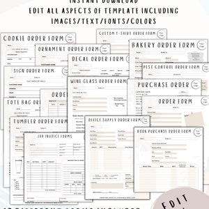 17 Editable Order Form Template Bundle, Invoice Tumble Wine Tshirt Tote ...