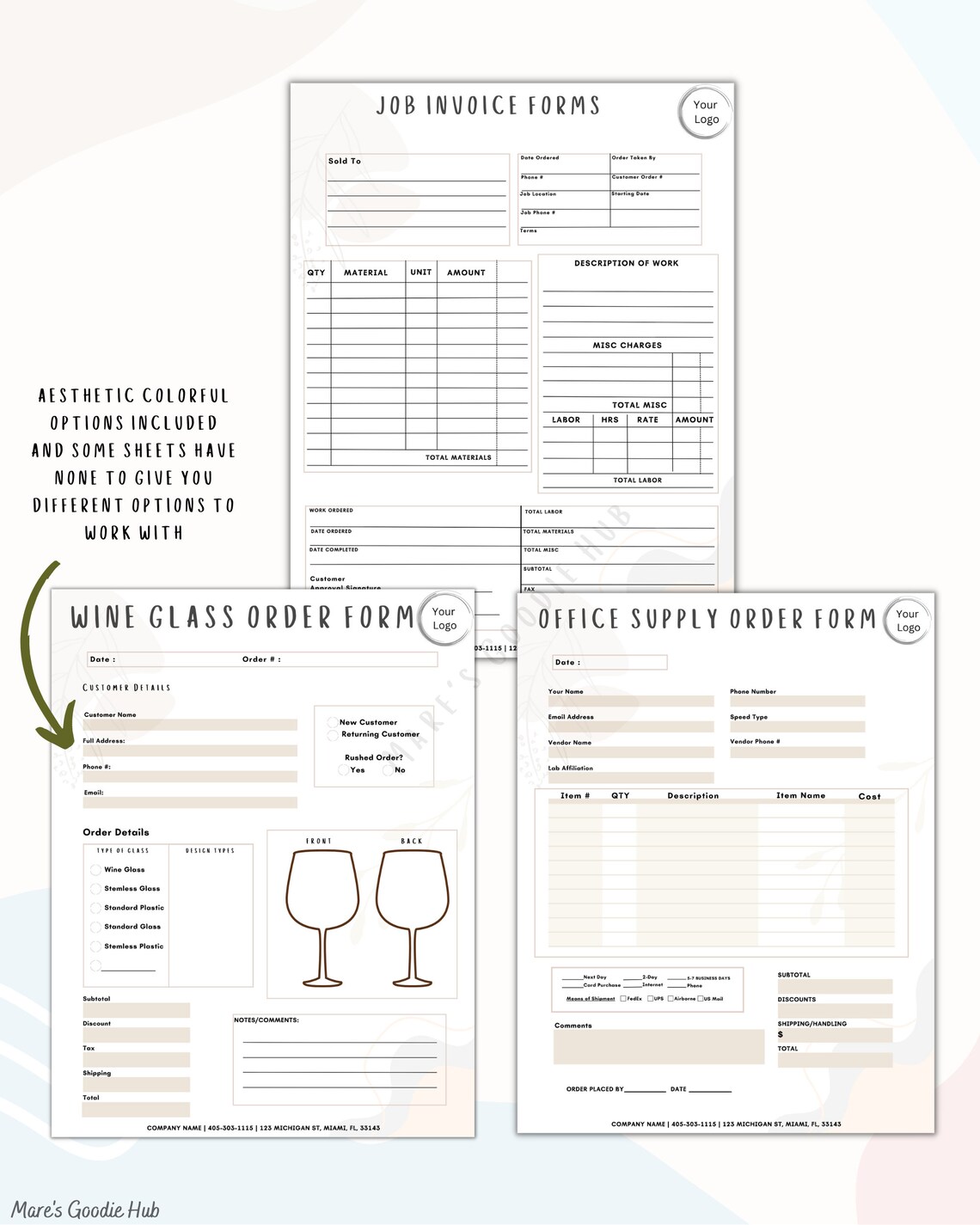 17 Editable Order Form Template Bundle, Invoice Tumble Wine Tshirt Tote ...