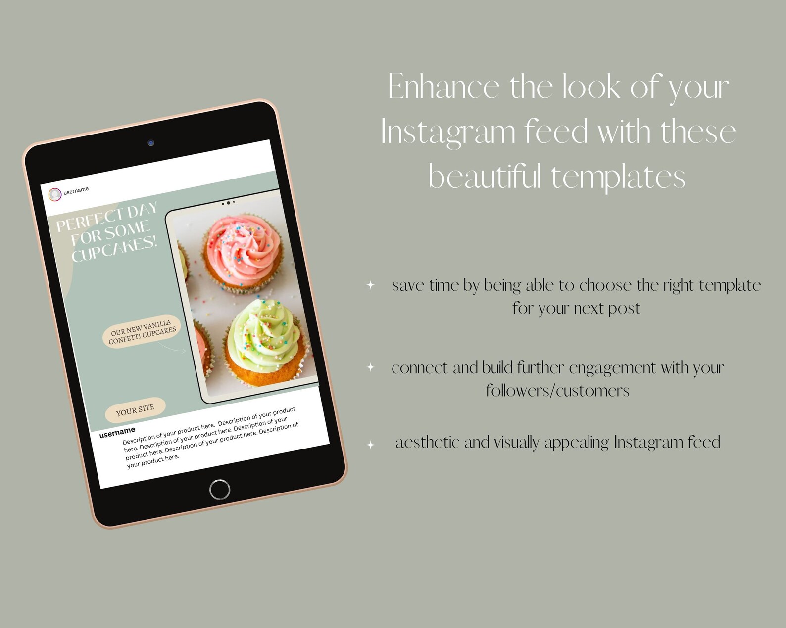 Healthy Food Instagram Posts, Bakery Post Templates, Canva Editable ...