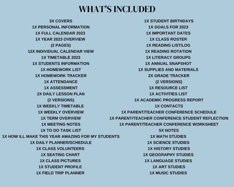 Teacher Planner 2023 Printable Pages, Academic Planner, Lesson Plan ...