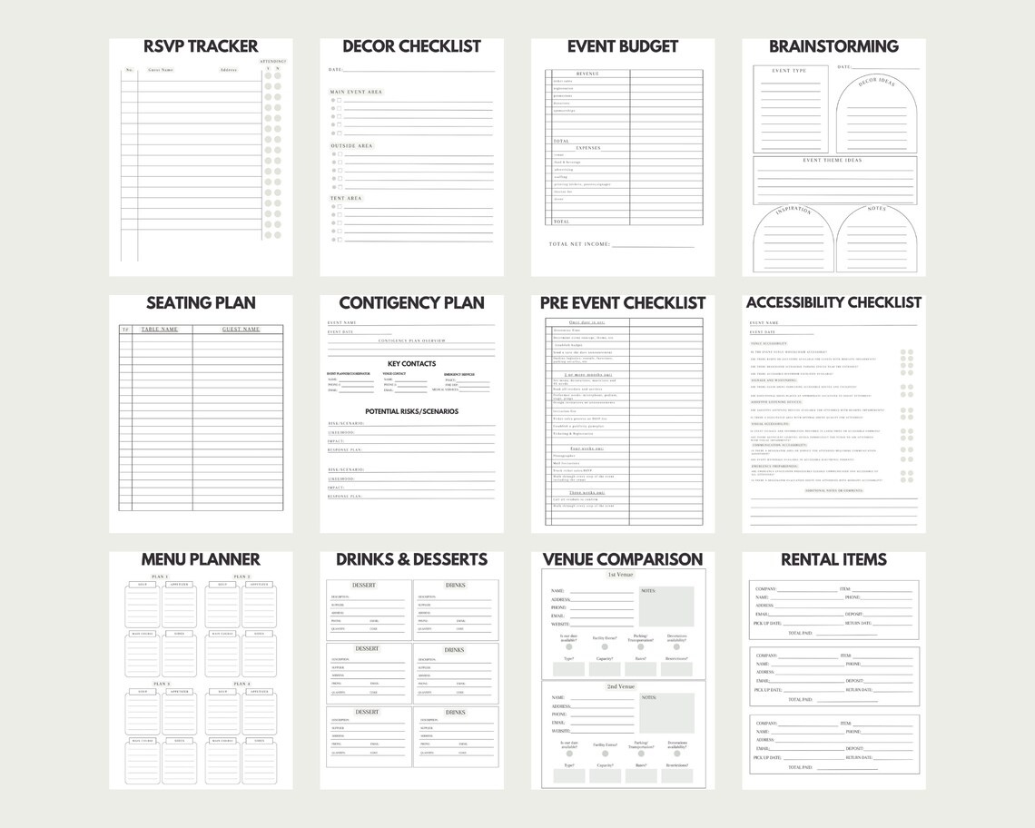 Event Planner Guide, Canva Event Planner Digital Download, 50+ Page ...