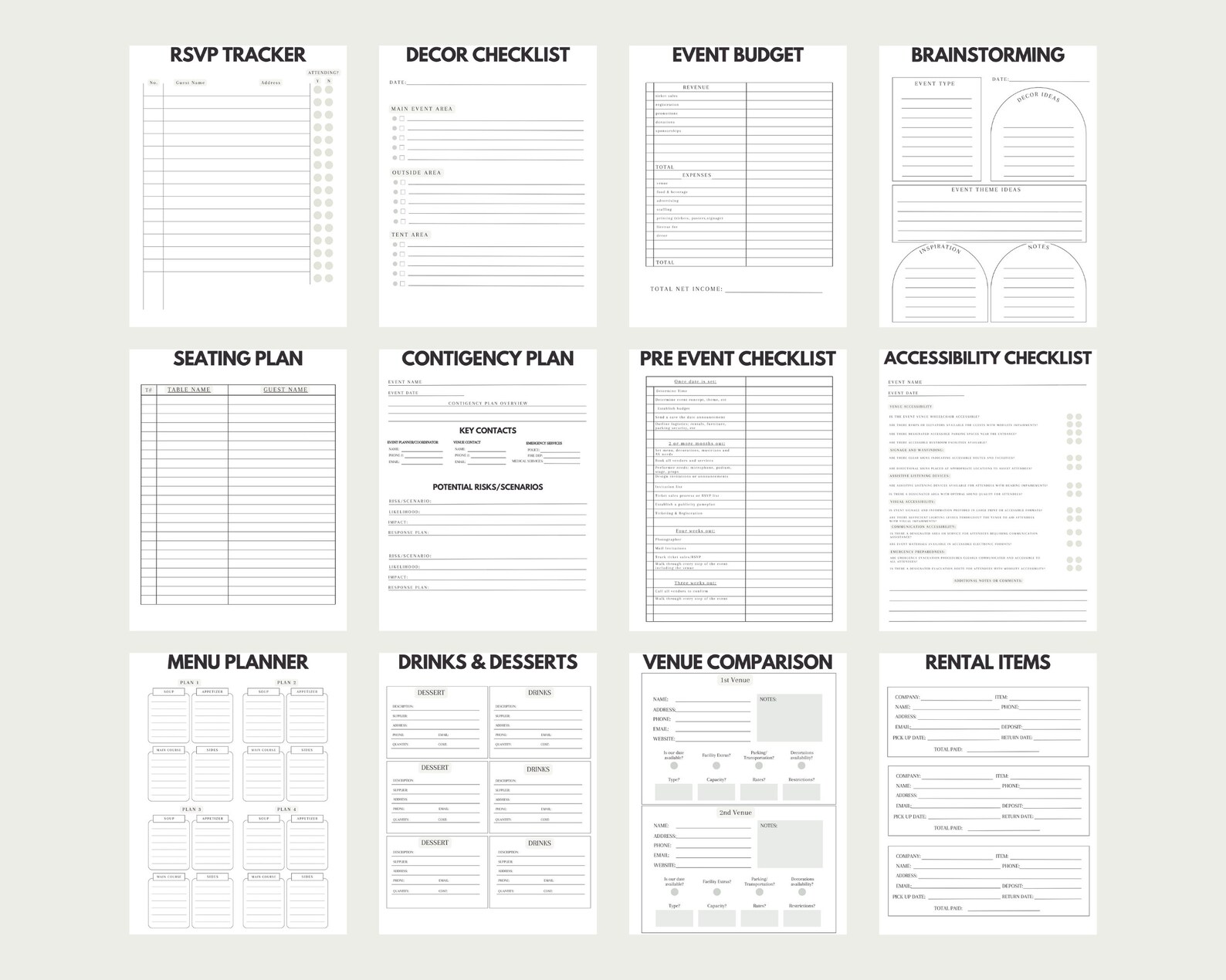 Event Planner Guide, Canva Event Planner Digital Download, 50+ Page ...