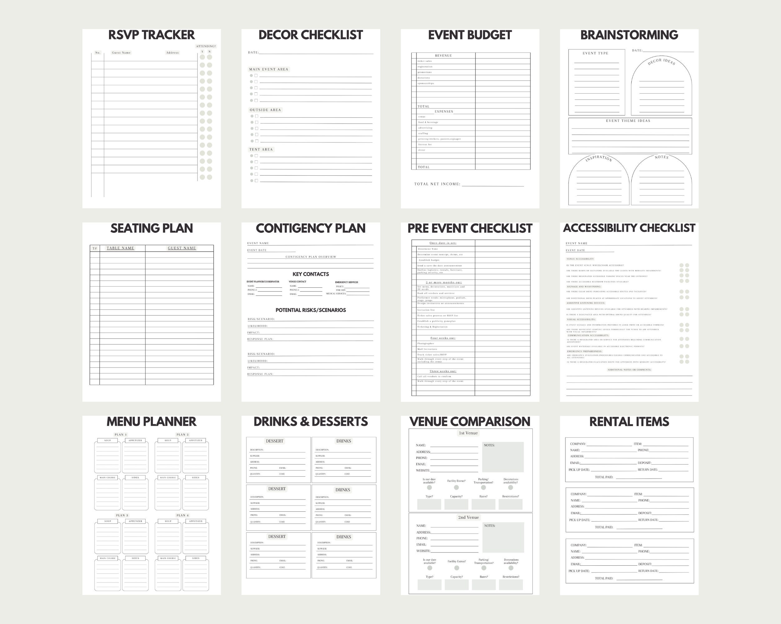 Event Planner Guide, Canva Event Planner Digital Download, 50+ Page ...