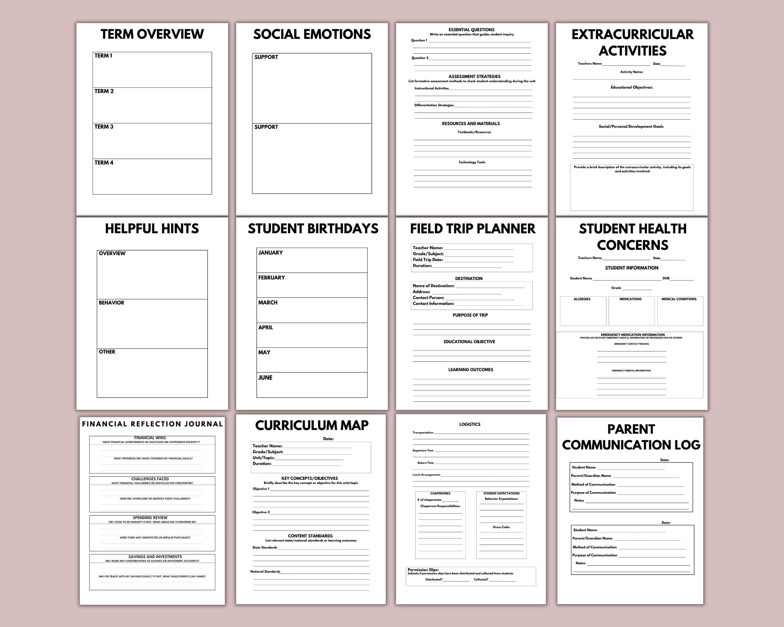 Teacher Planner 2024, Education Template Printables, Digital Download ...