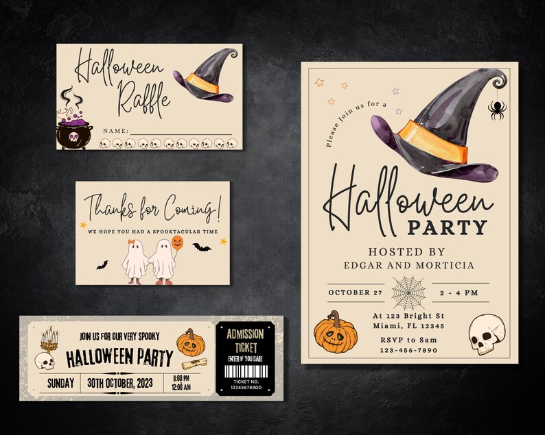 Halloween Party Invitation Bundle Editable Printables, Spooktacular ...