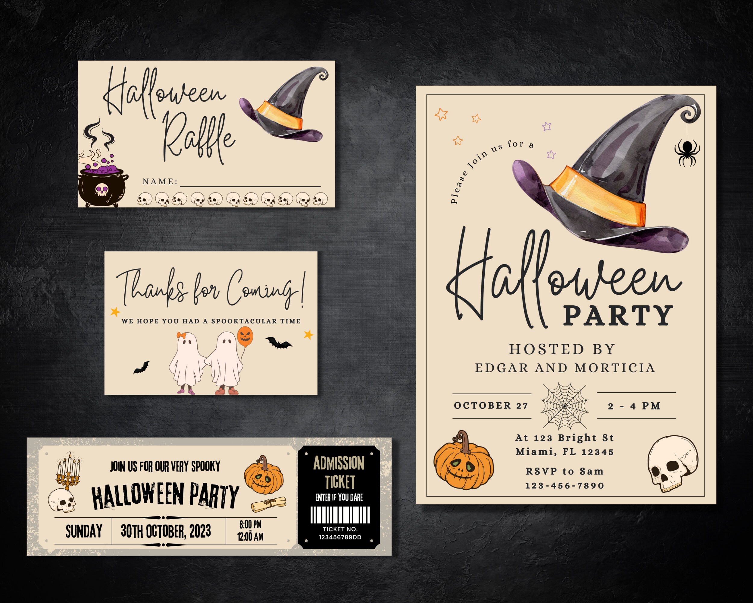 Halloween Party Invitation Bundle Editable Printables, Spooktacular ...