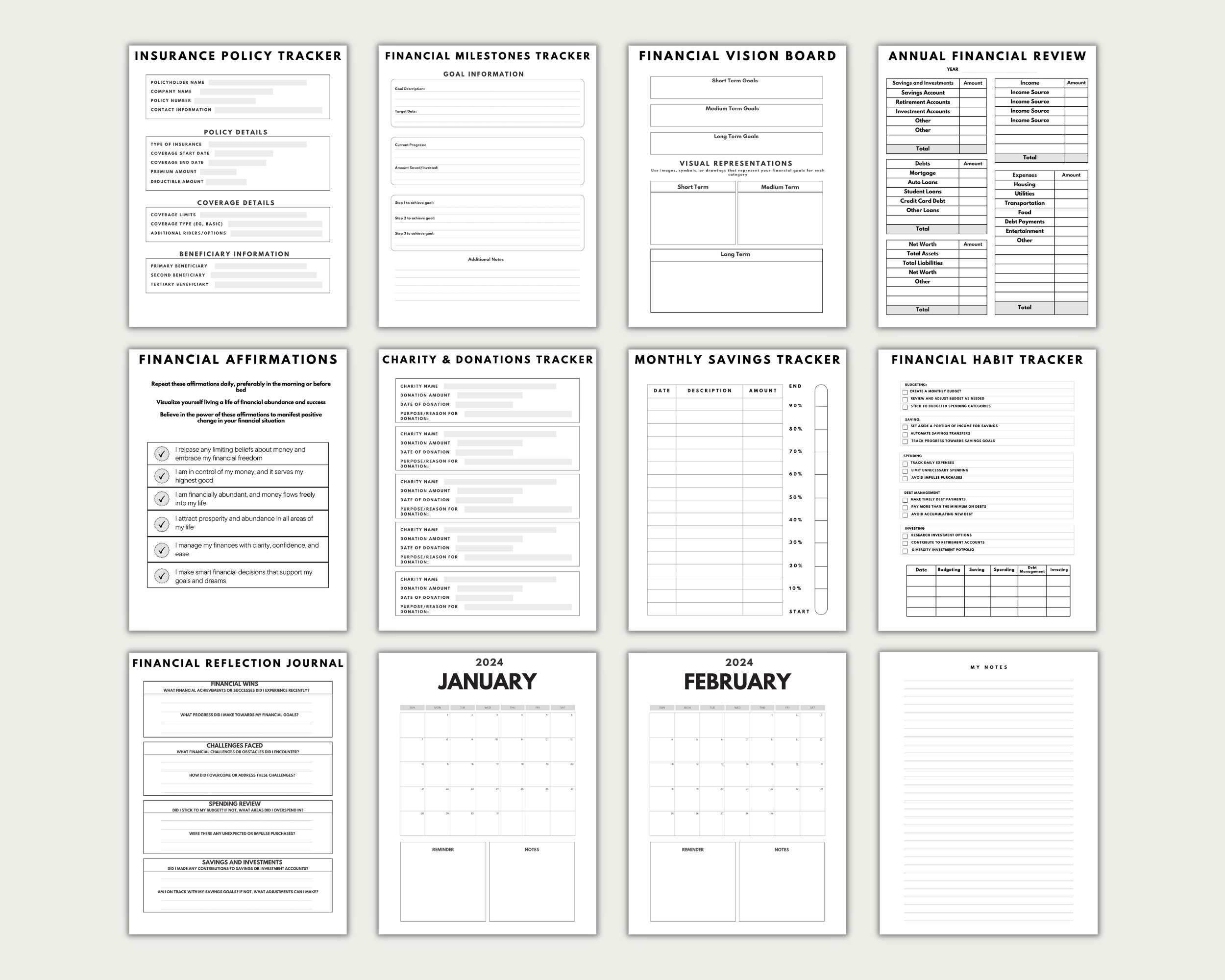 Digital Finance Planner, Printable Planner Pages, Canva Editable ...