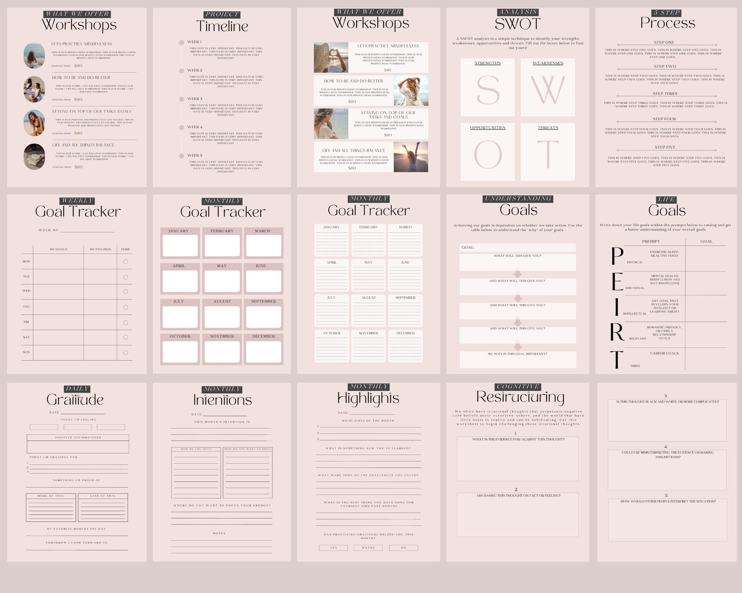 Coaching Worksheet Editable Canva Templates, Lead Magnet Templates ...