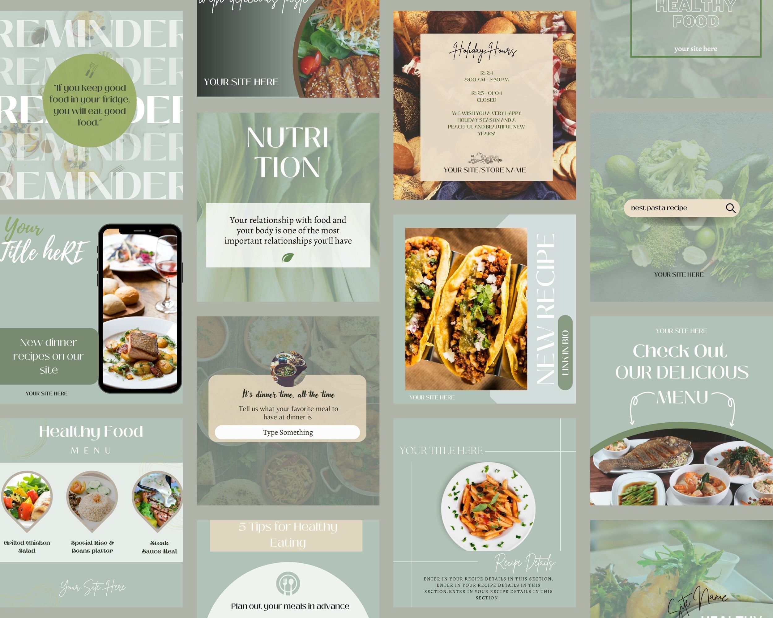 Healthy Food Instagram Posts, Bakery Post Templates, Canva Editable ...