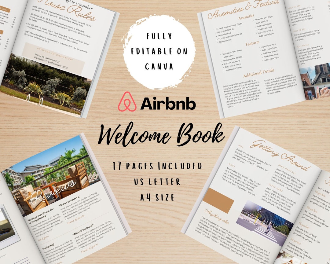 Airbnb Editable Welcome Book Template, Host Guidebook Template, Real ...