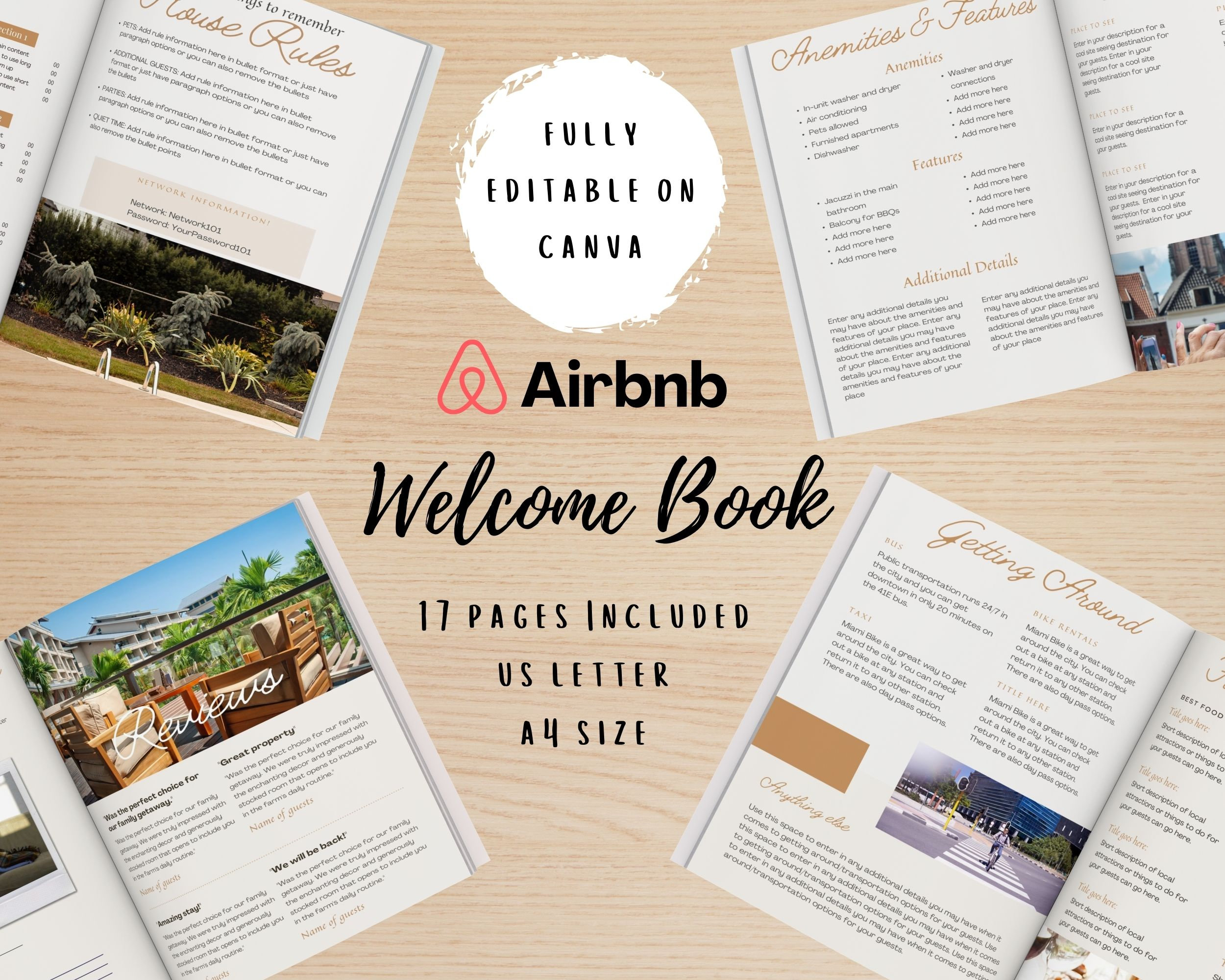 Airbnb Editable Welcome Book Template, Host Guidebook Template, Real ...