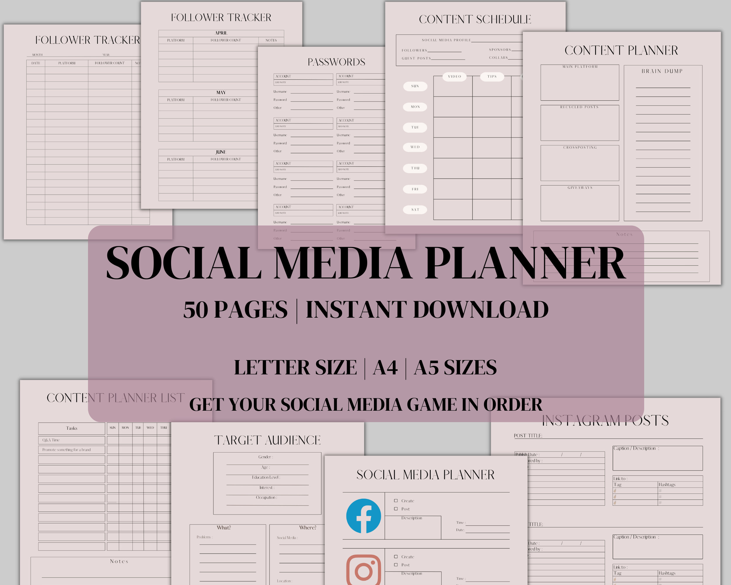 Social Media Planner Templates, Small Business Templates, Branding ...