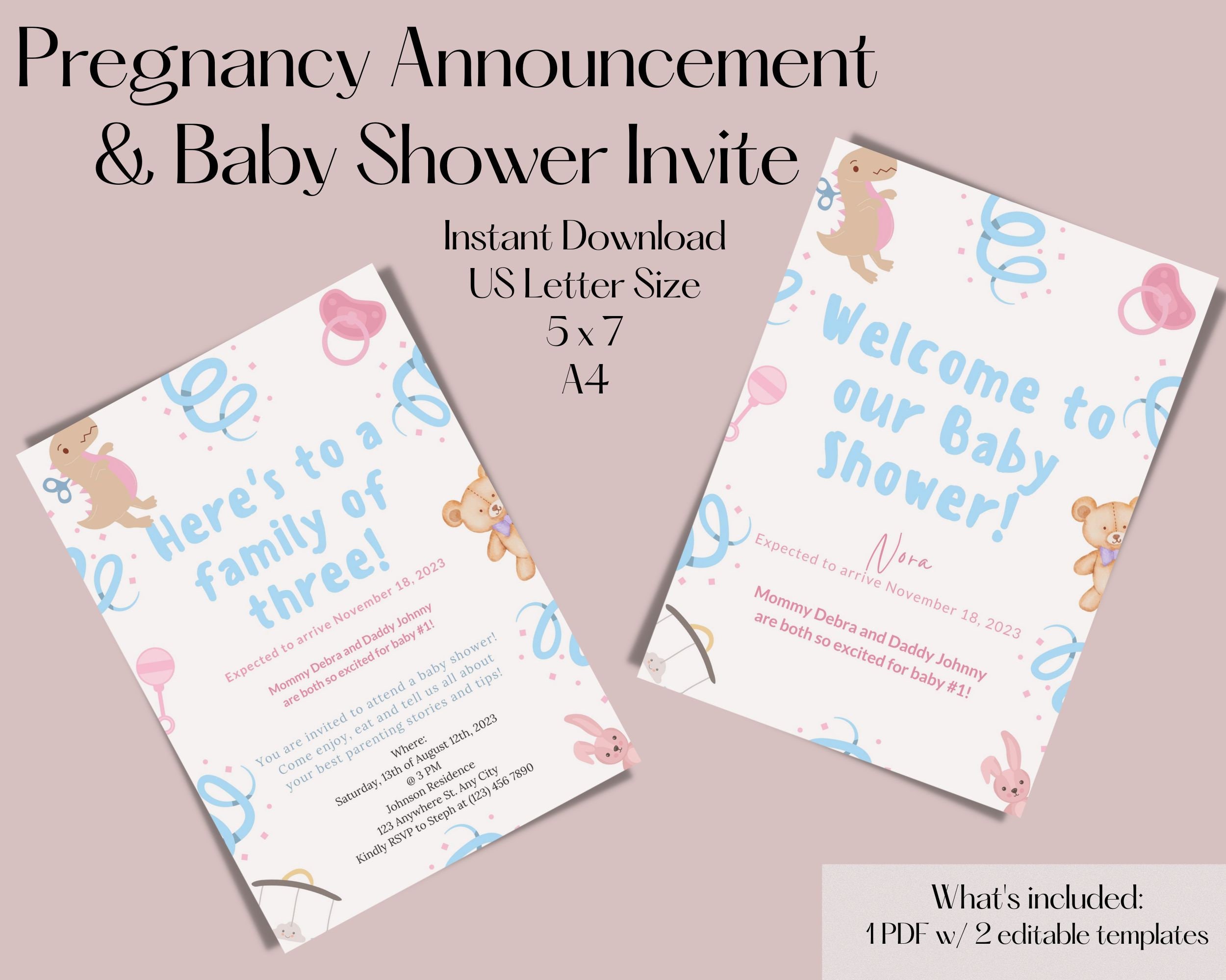 Pregnancy Announcement Template, Baby Shower Welcome Sign Template ...