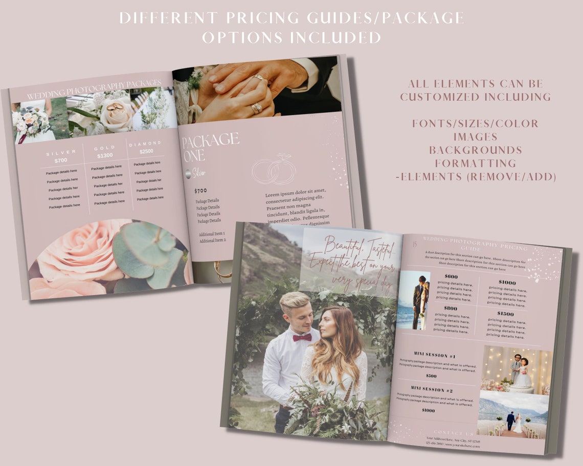 Wedding Photography Price List Packages Templates for Photographers ...
