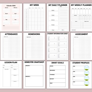 Teacher Planner 2024, Education Template Printables, Digital Download ...