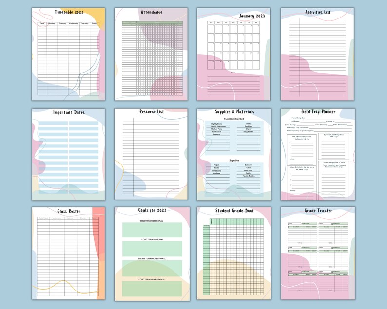 Teacher Planner 2023 Printable Pages, Academic Planner, Lesson Plan ...