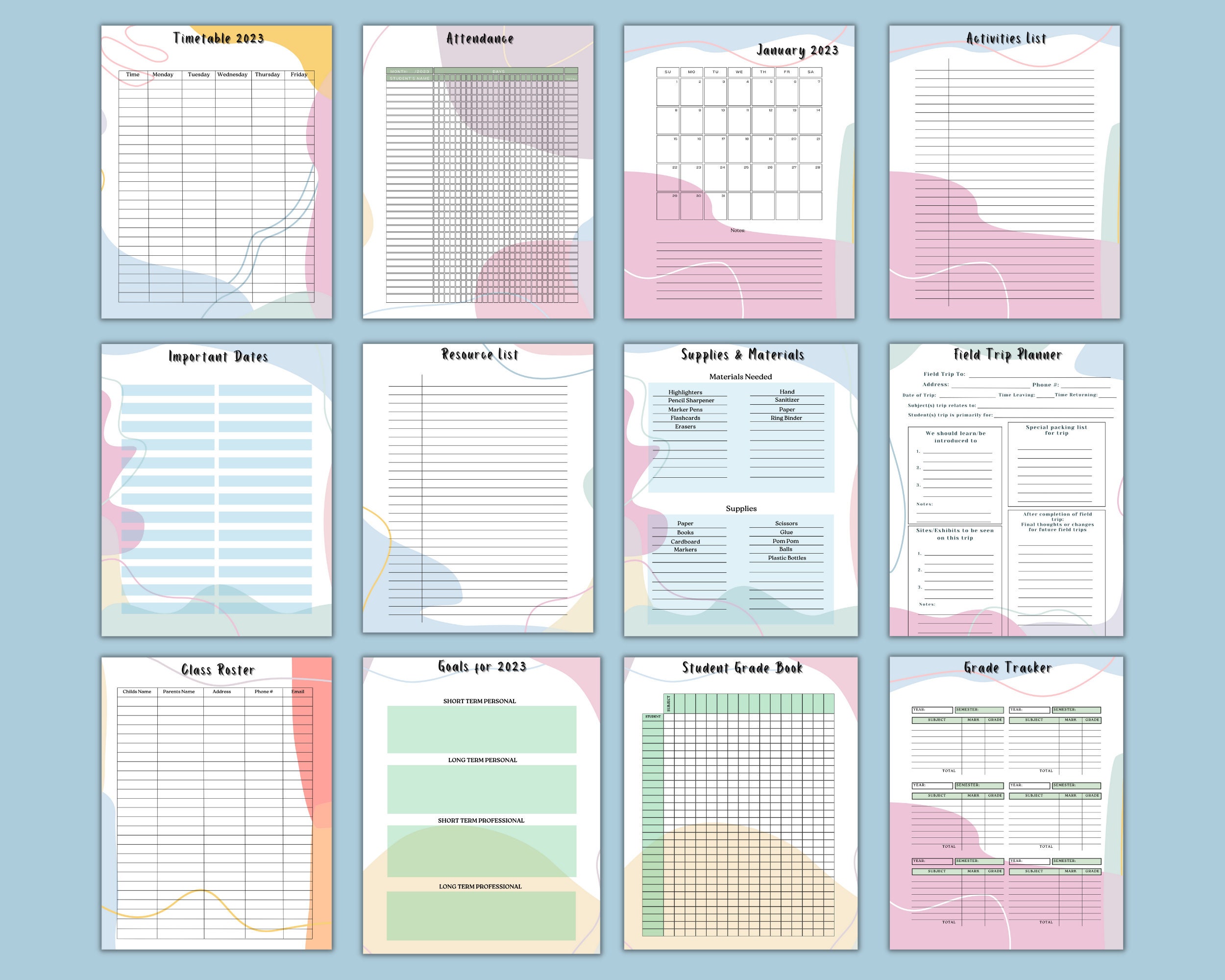 Teacher Planner 2023 Printable Pages, Academic Planner, Lesson Plan ...