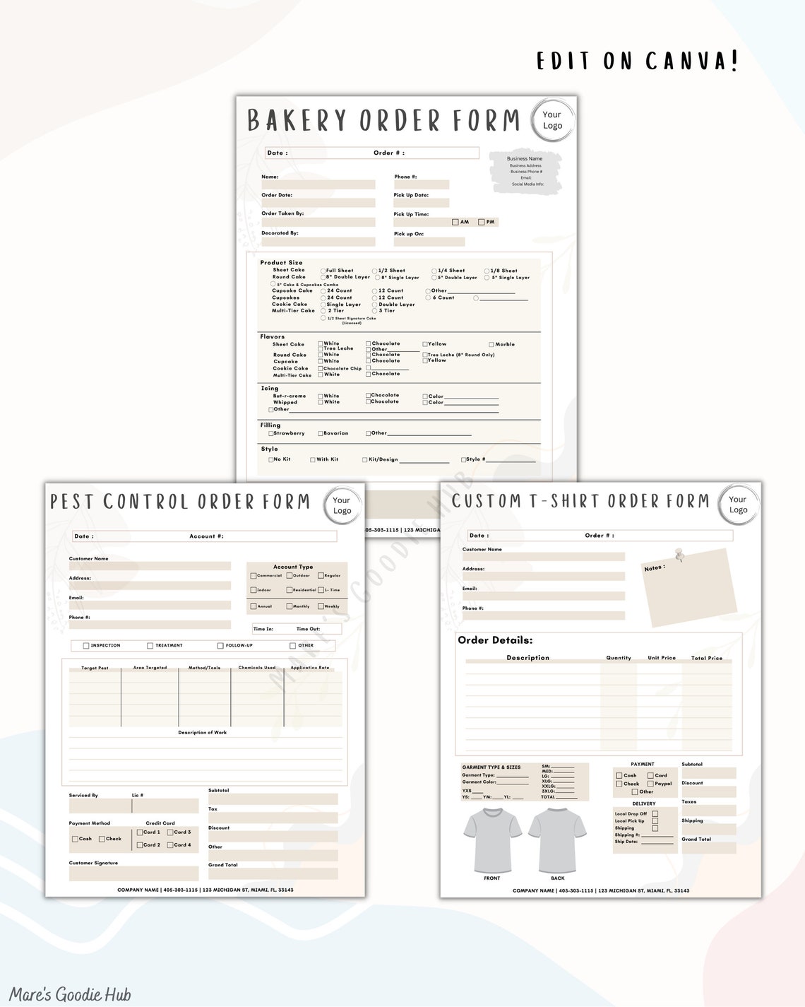 17 Editable Order Form Template Bundle, Invoice Tumble Wine Tshirt Tote ...
