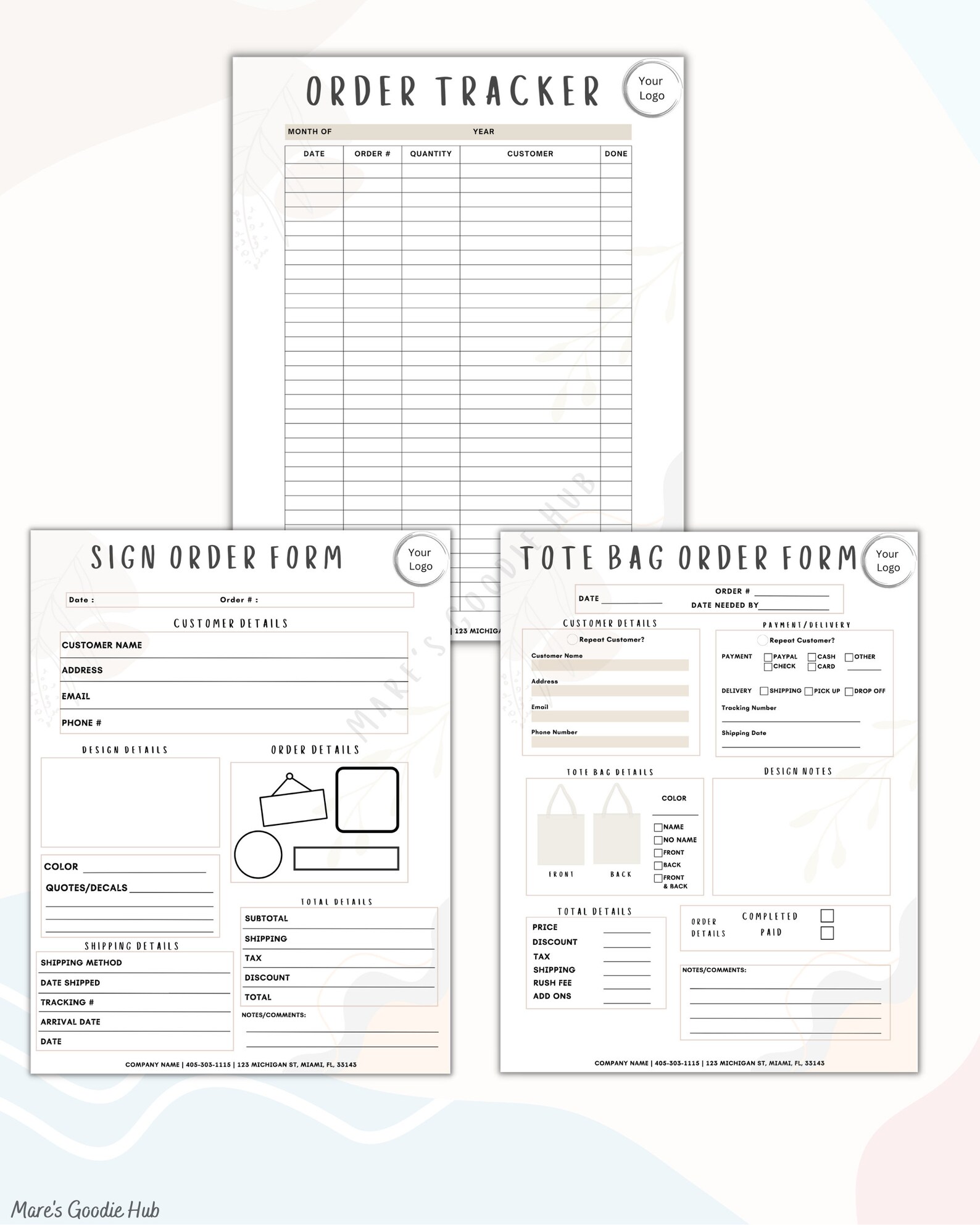 17 Editable Order Form Template Bundle, Invoice Tumble Wine Tshirt Tote ...