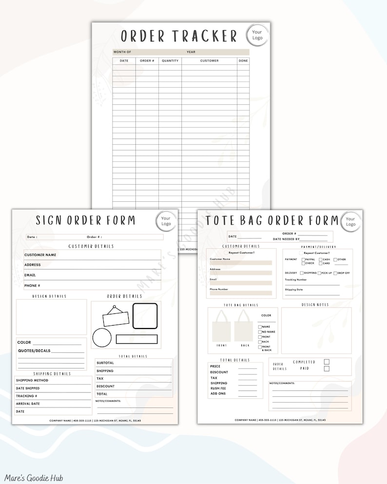 17 Editable Order Form Template Bundle, Invoice Tumble Wine Tshirt Tote ...