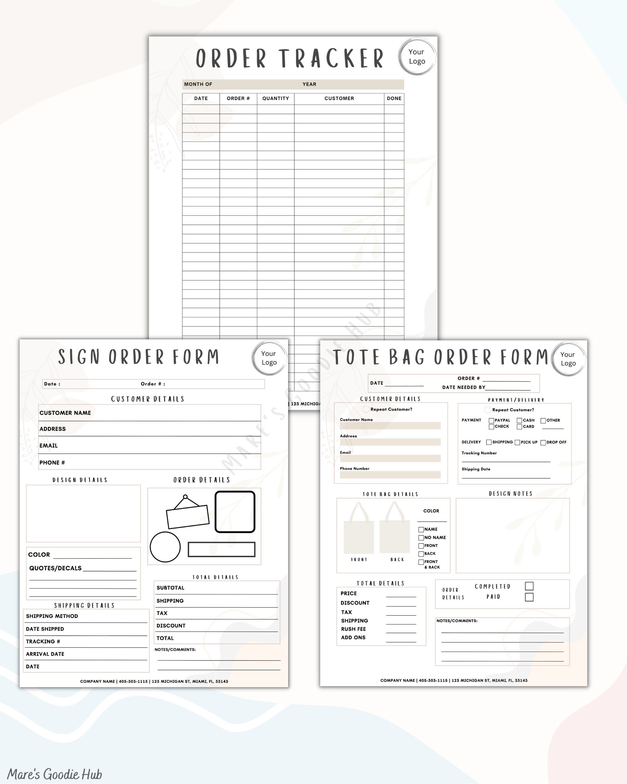 17 Editable Order Form Template Bundle, Invoice Tumble Wine Tshirt Tote ...