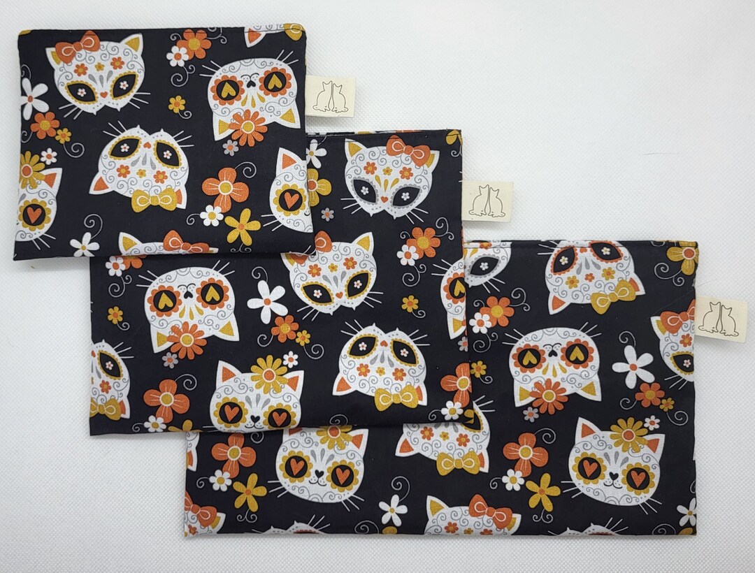 Snack Pouch, Reusable Bag, All-purpose Pouches, Cat Pattern Fabrics, 3 ...