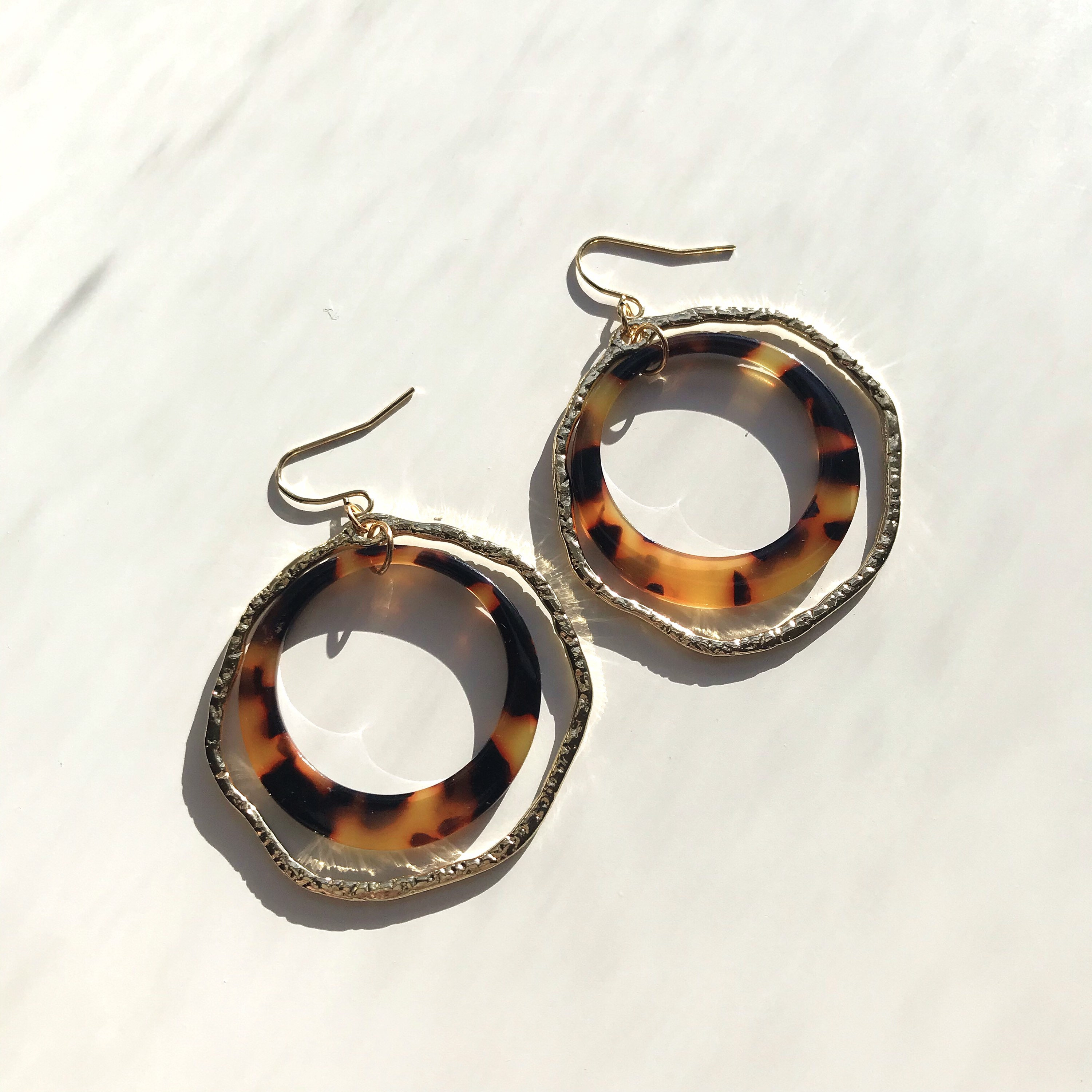 Tortoise Shell Double Layered Gold Hoop Earrings - Etsy Australia