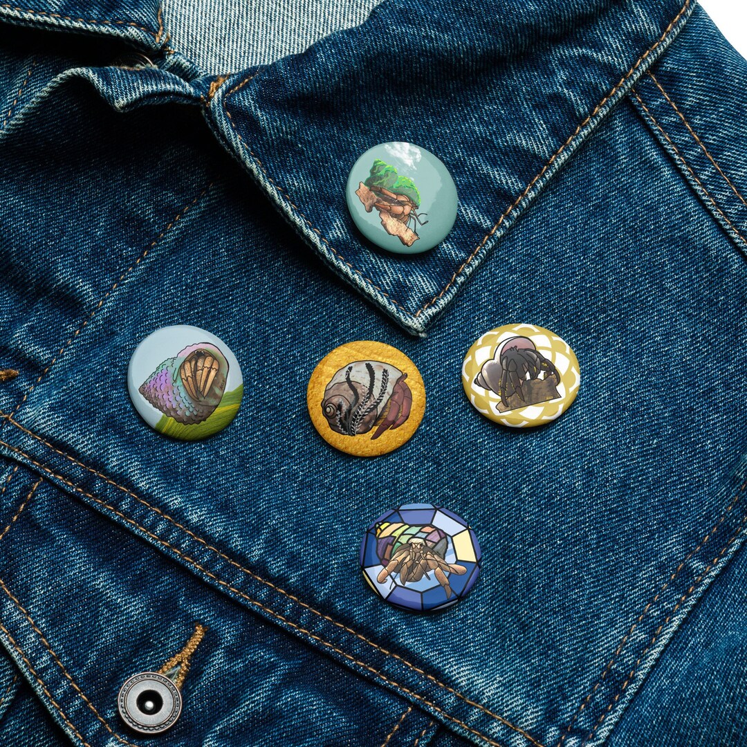 2023 ALCCO Hermit Crab Art Set of Pin Buttons - Etsy