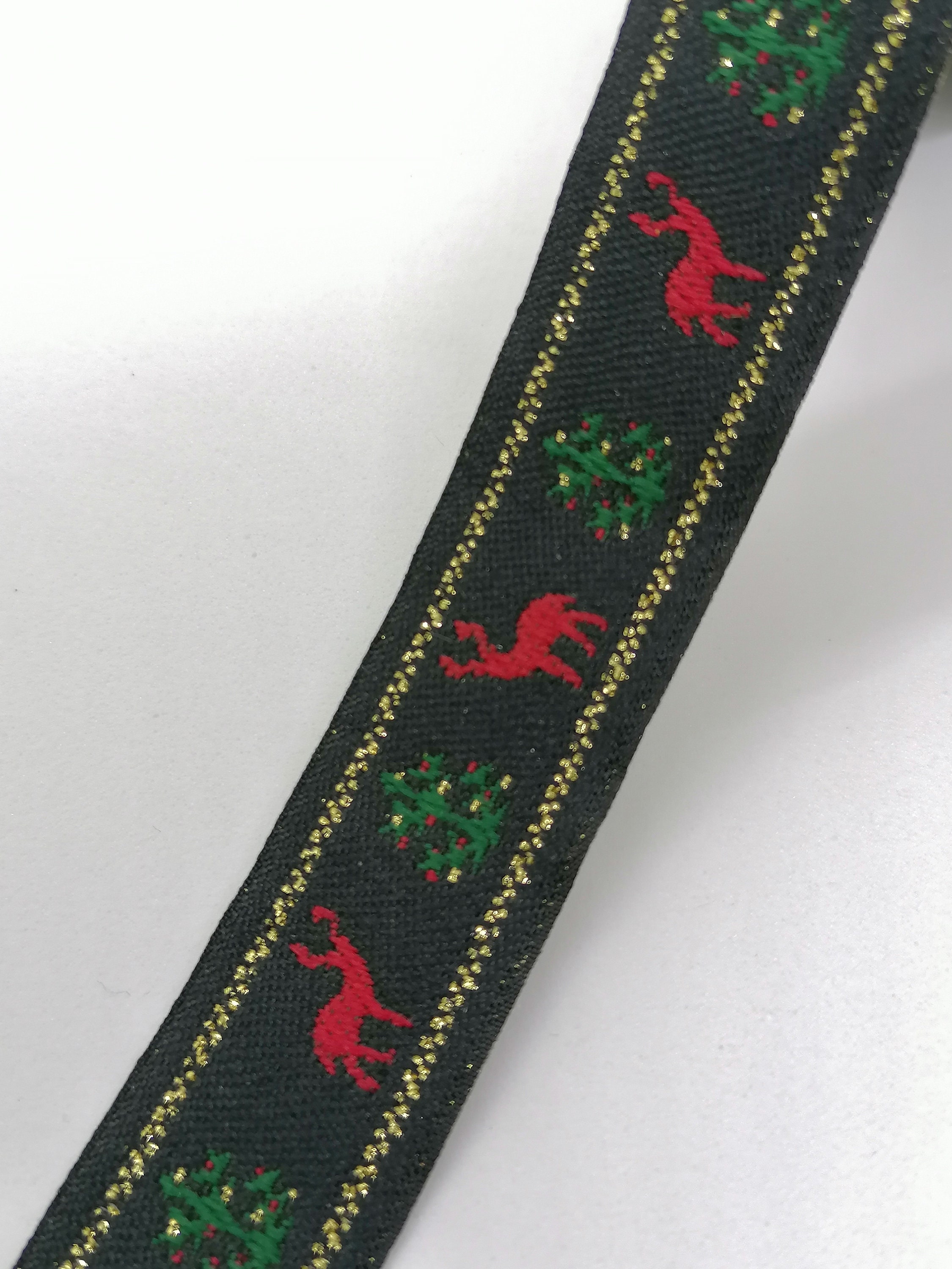 20mm Christmas Jacquard Ribbons 0.79 Inches, Deer Embroidered Trim ...