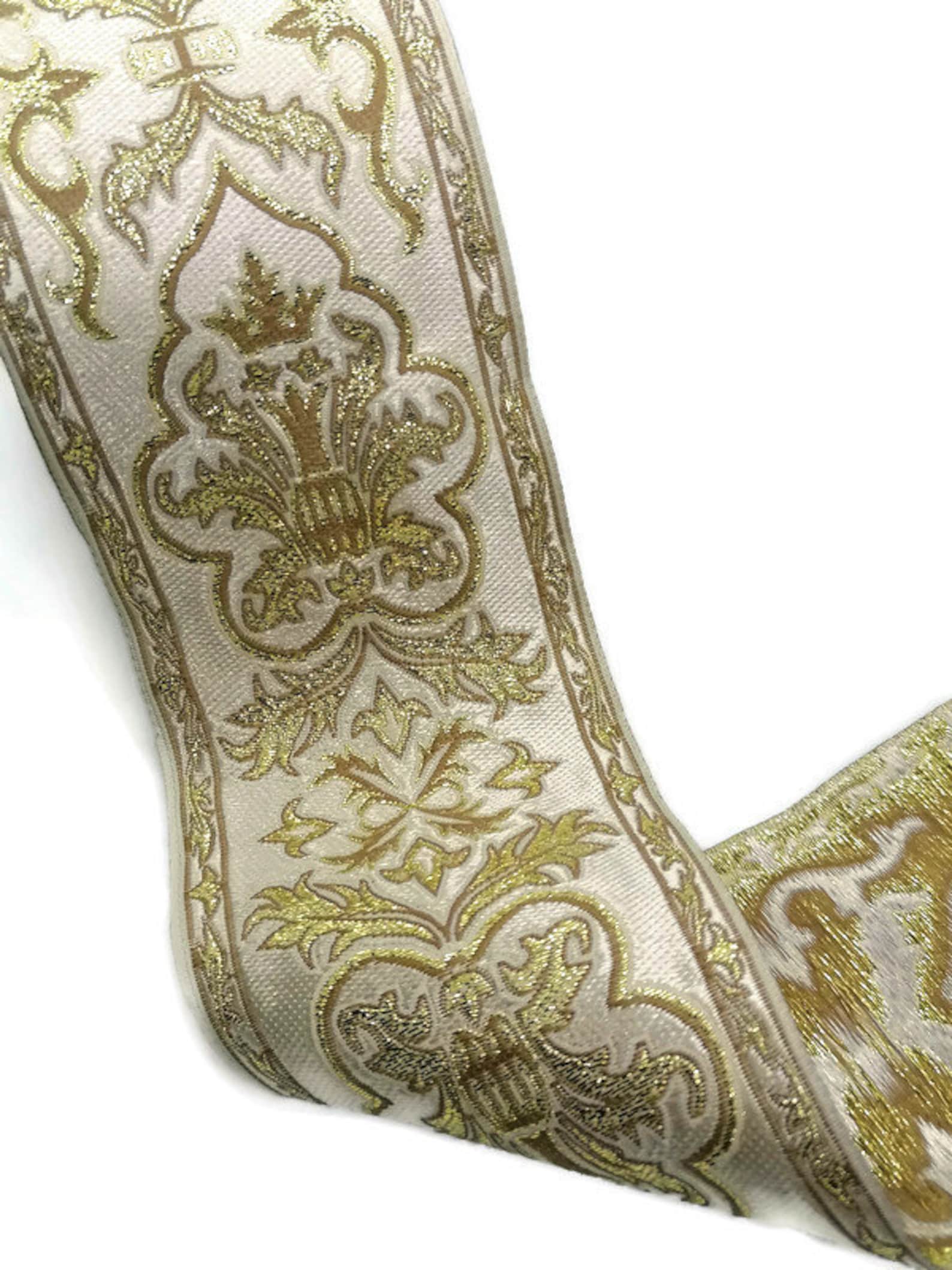 70 Mm Royal Crown Jacquard Ribbon 2.75 Inches Embroidered - Etsy