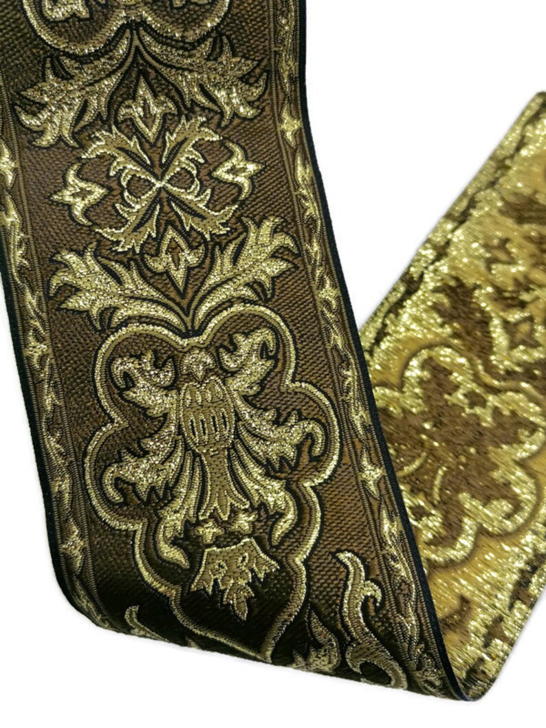 70 Mm Royal Crown Jacquard Ribbon 2.75 Inches Embroidered | Etsy