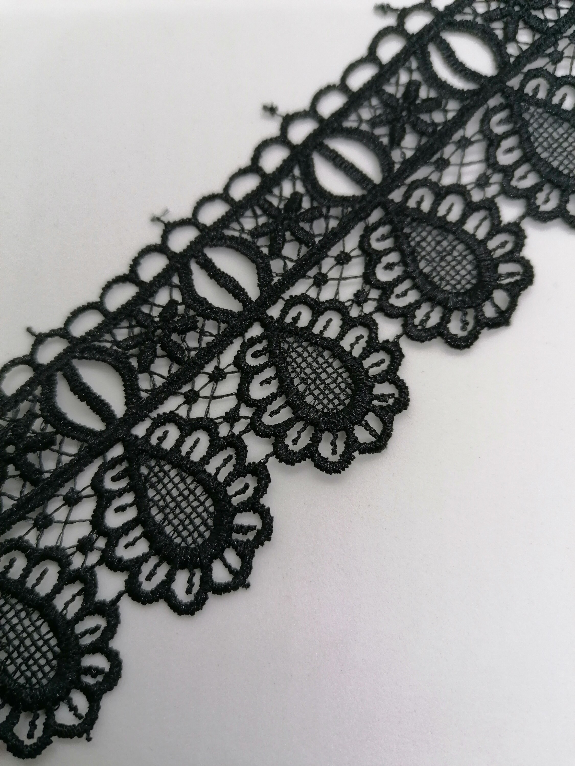 40 Mm Black Floral & Drop Embroidered Guipure Trim 157 Inches - Etsy