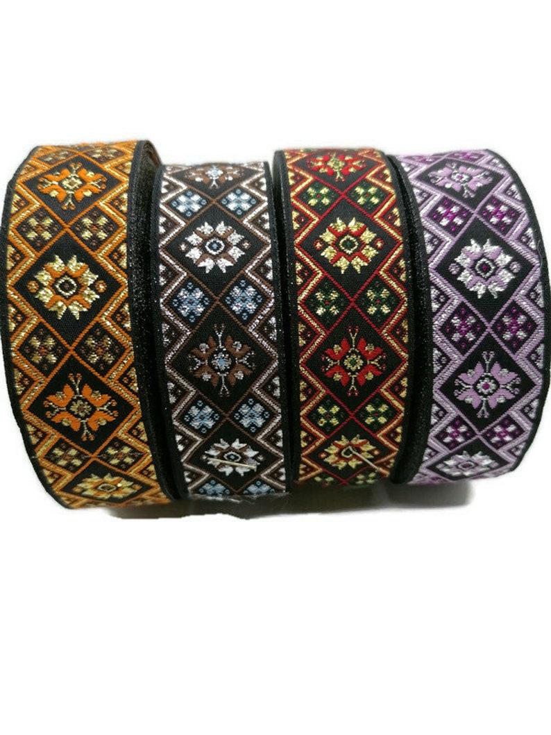 35mm Bright Geometric Ribbon (1,37 Inch), Colorfull Jacquard Ribbons ...