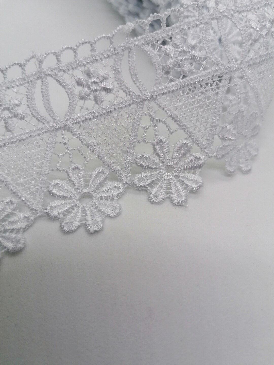 50mm White Floral Embroidered Lace Trim 1,96 Inch 9 Meters, Lacework ...
