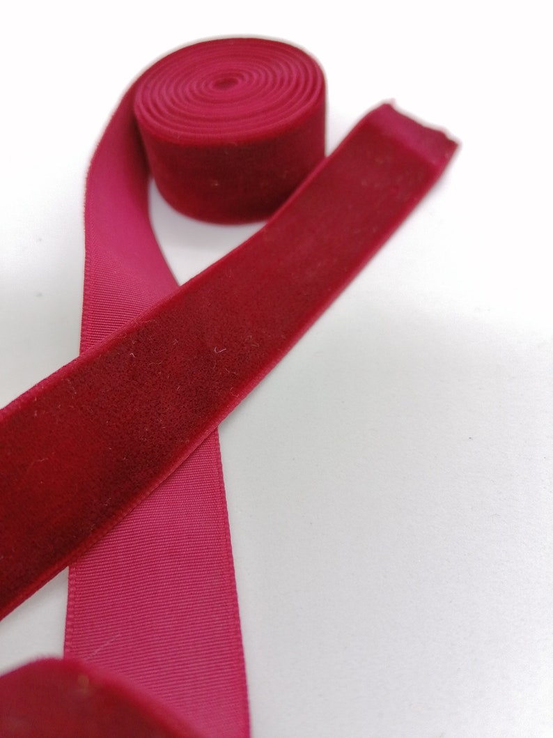 20 Mm Dark Red Velvet Ribbon 0.79 Inch Embroidered Trim Red - Etsy