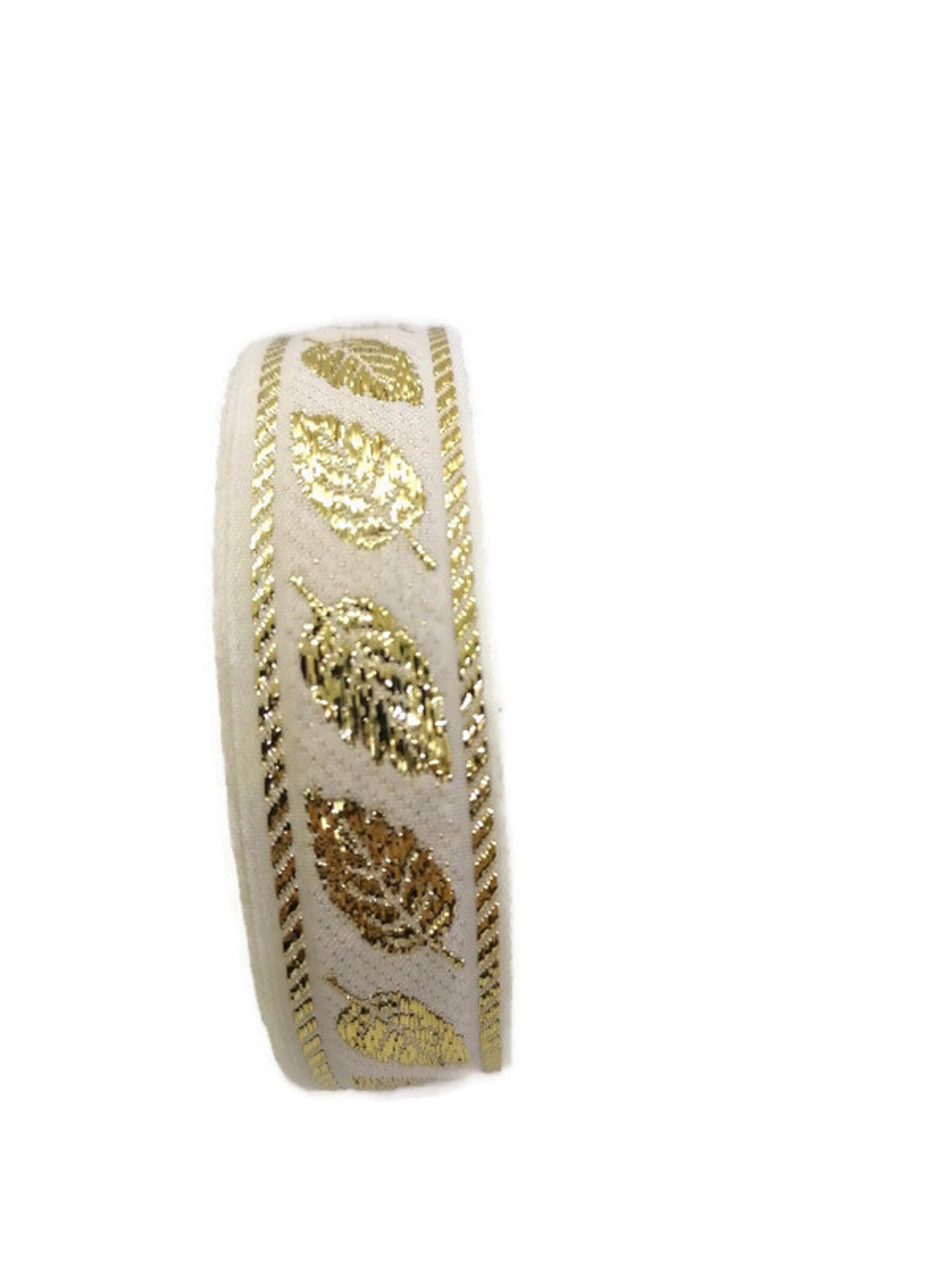 25mm Cream & Gold Jacquard Ribbon 098 Inch Craft Supplies | Etsy