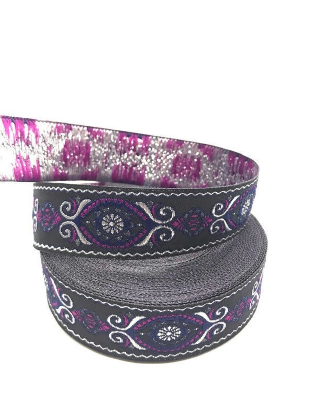 25 Mm Purple Medieval Jacquard Ribbon 098 Inch Handwoven - Etsy