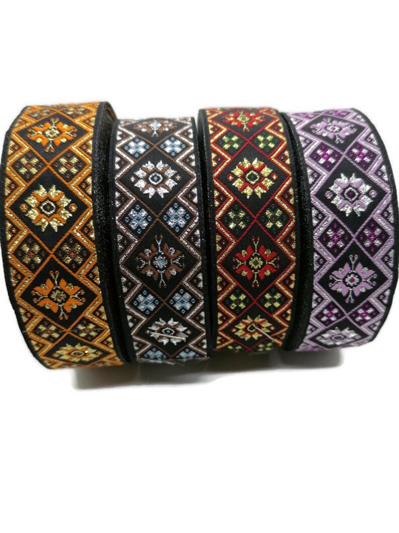 35mm Bright Geometric Ribbon (1,37 Inch), Colorfull Jacquard Ribbons ...
