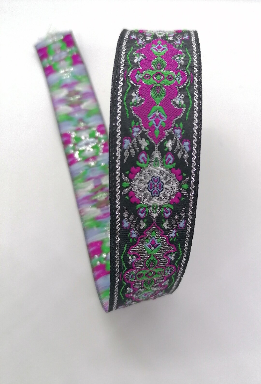 28mm Pink / Green Medieval Ribbon (1.10 Inch), Decorative Strap, Ethnic ...