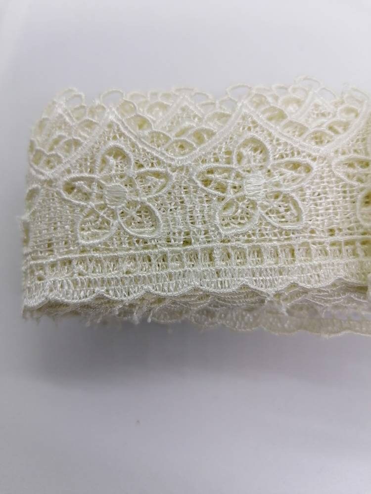 50 Mm Cream Floral Embroidered Lace Trim 196 Inches 9 Meter - Etsy