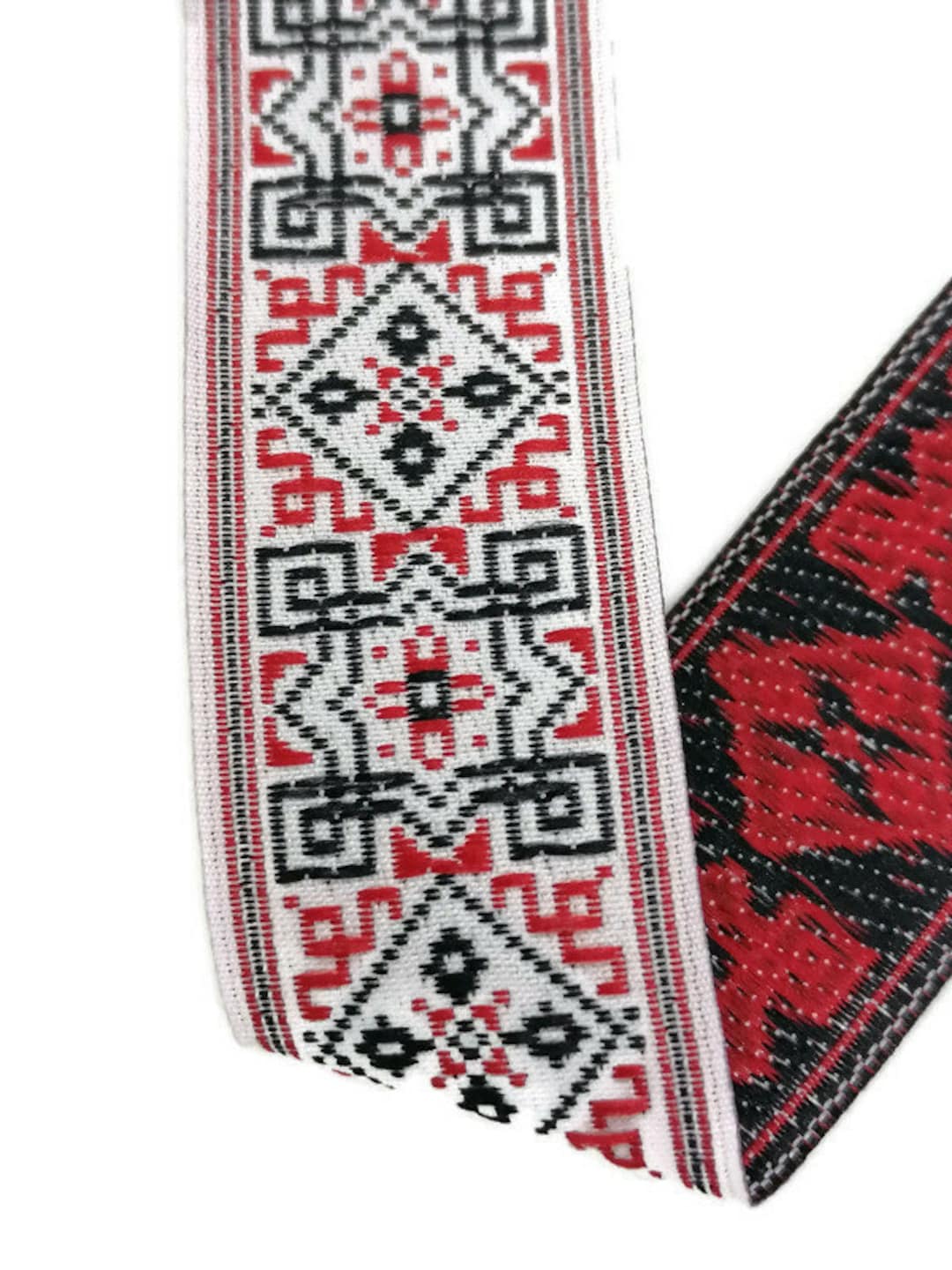 Ruban Jacquard brodé rouge / blanc de 28 mm 1,10 pouces, Rubans ...