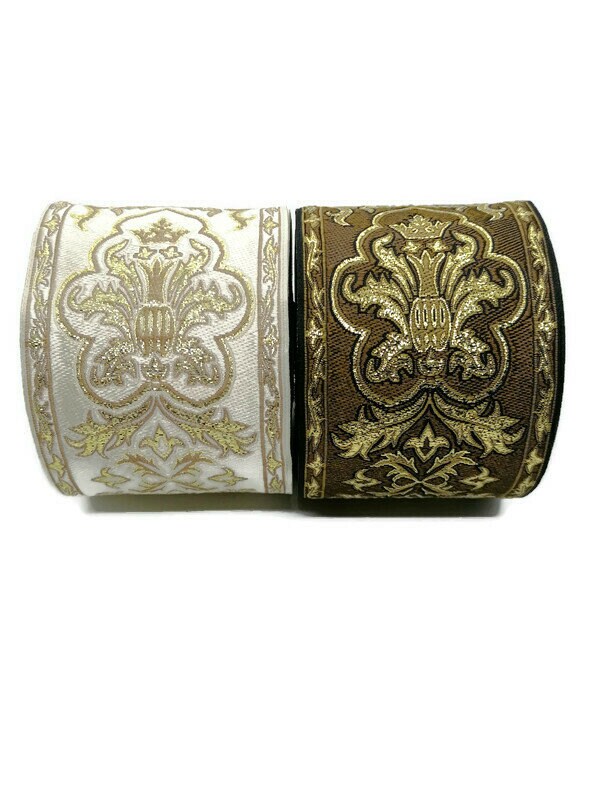 70 Mm Royal Crown Jacquard Ribbon 2.75 Inches Embroidered - Etsy