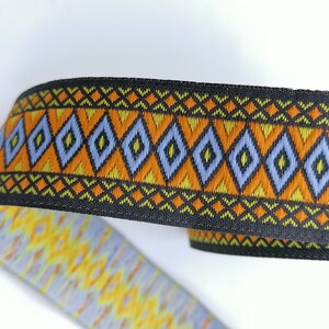 28 Mm Orange / Blue Tile Shape Ribbon 1.10 Inch, Decor Ribbon ...