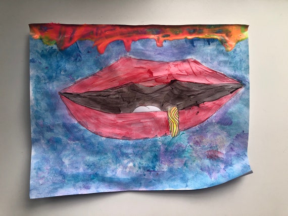 Lip Drip Painting | Etsy