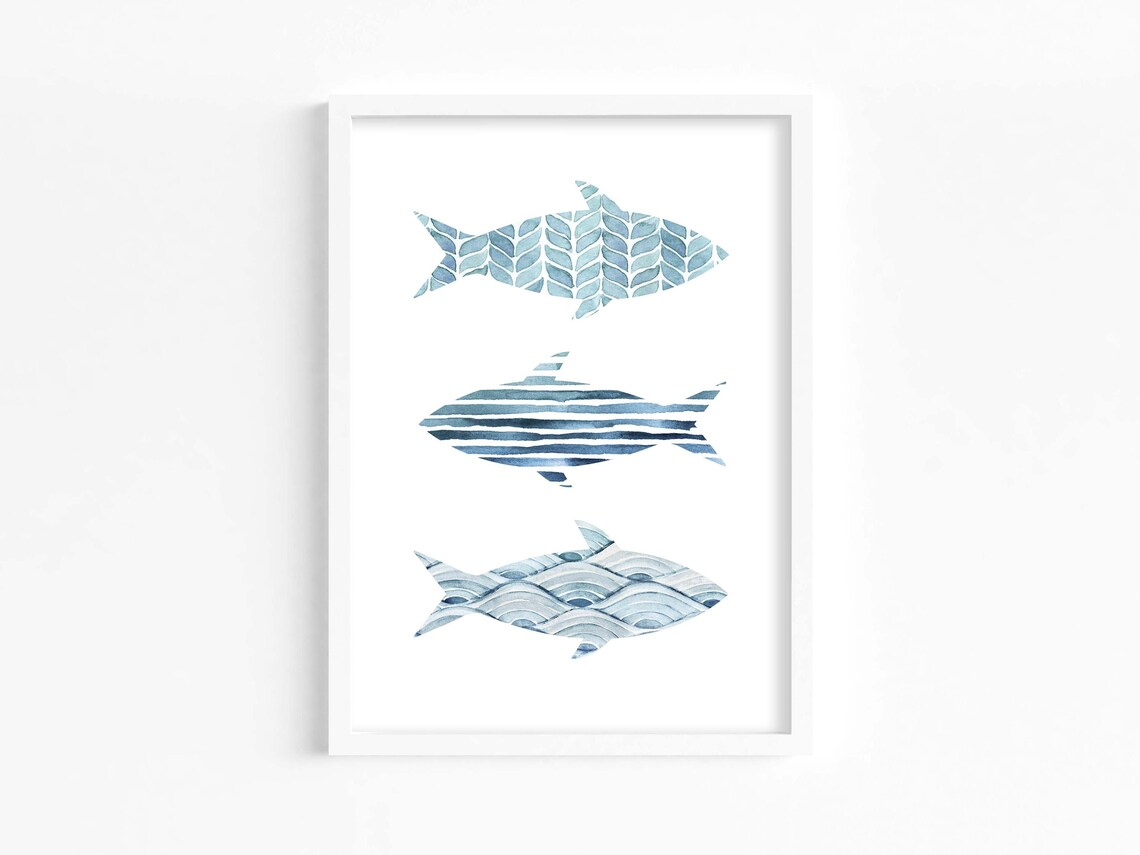 Watercolor Fish Print Fish Print Wall Art Wall Art for - Etsy